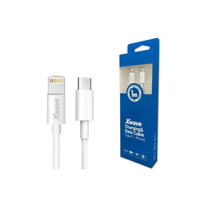 Xwave Kabl USB Tip-C za IPHONE-1M 3A,lightning aluminium,PVC beli