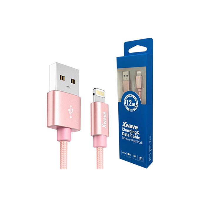 Xwave Kabl USB IPHONE 1.2M 3A,lightning aluminium,upleteni,rose gold mesh