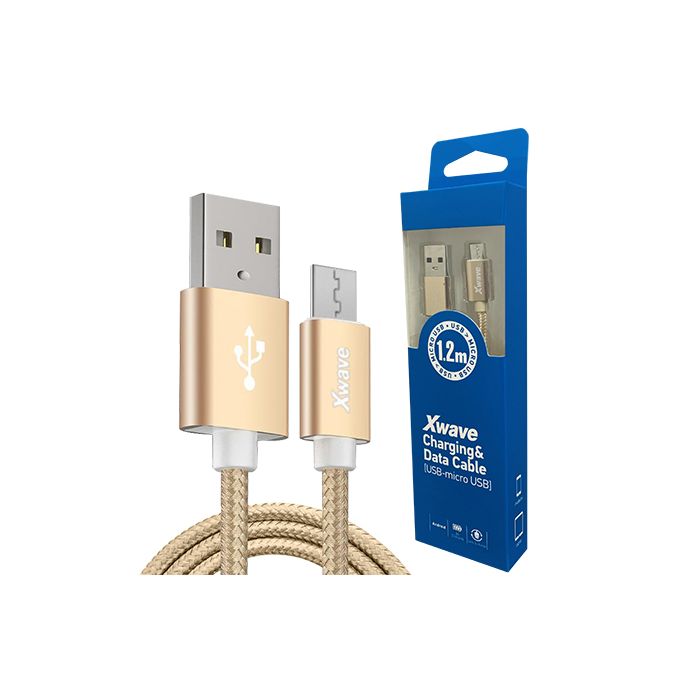 Xwave Kabl USB2.0 na Micro USB 1.2M,2A,aluminium,upleteni zlatni