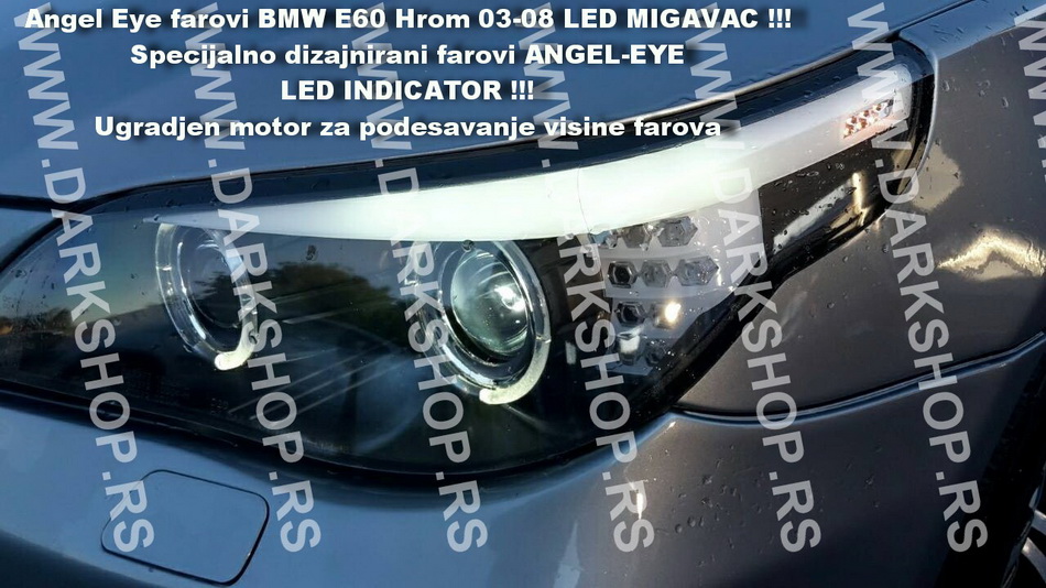 Angel Eye farovi BMW E60 Black 03-04 LED MIGAVAC !!!