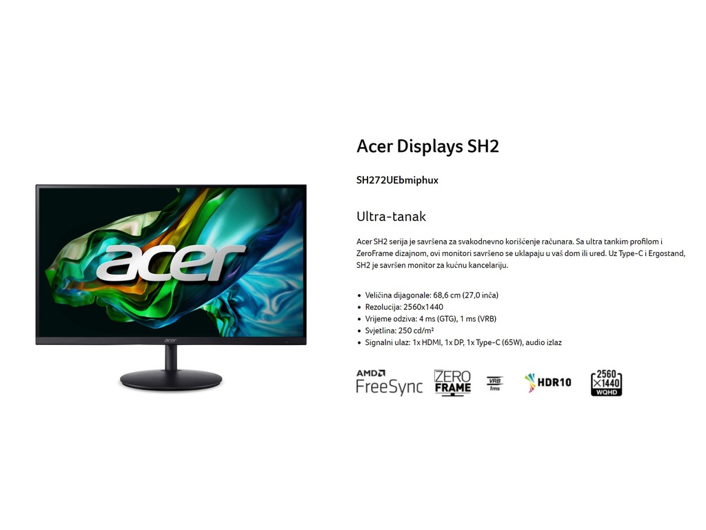 Acer Monitor 27" UM.HS2EE.E25