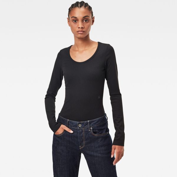 G-STAR BODYSUIT - RIB BODY R SLIM R WMN L\S BLACK