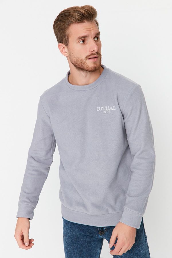 TRENDYOL GRAY REGULAR/NORMAL CUT WARM THICK FLEECE SWEATSHIRT