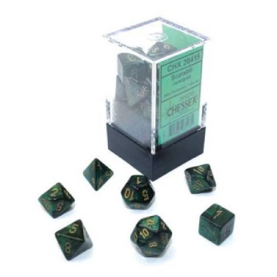 Kockice Chessex - Scarab - Mini Polyhedral - Jade & Gold (7)