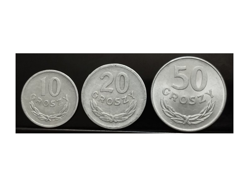 ** POLJSKA - LOT 10, 20 i 50 GROŠA 1969/70/74. **