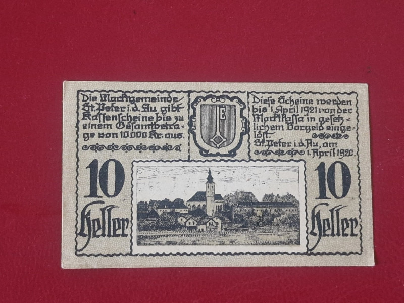 Austrija 10 Helera 1920 St.Peter NÖ