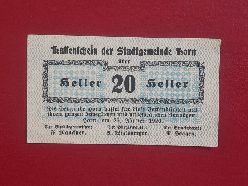 Austrija 20 Helera 1920 Horn Retka