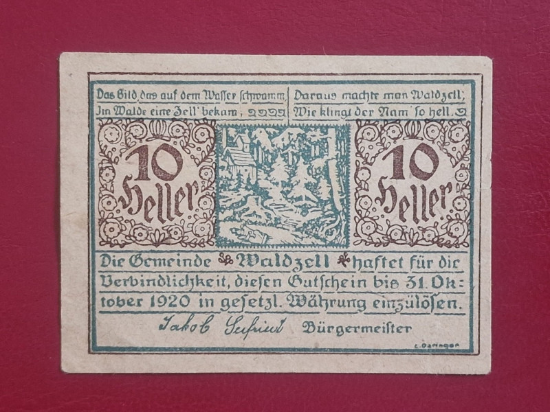 Austrija 10 Helera 1920 Waldzell