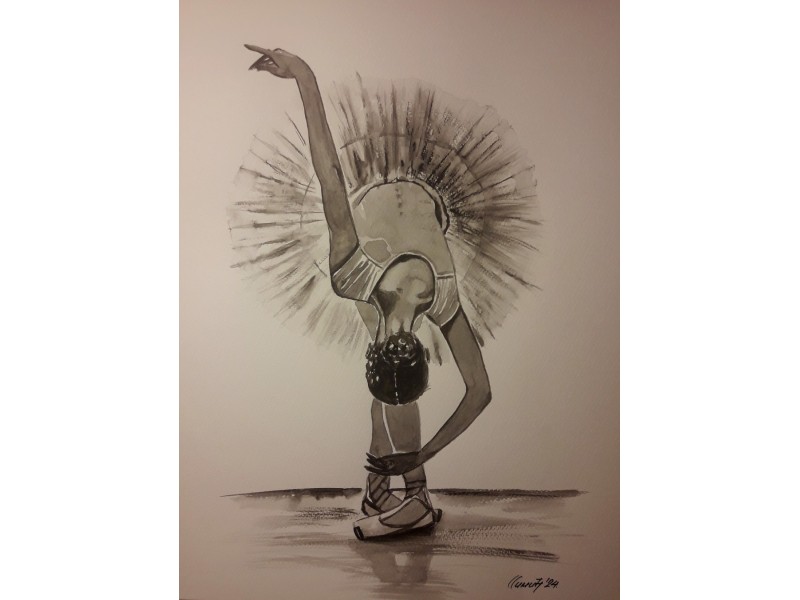 Balerina, akvarel 40cm x 30cm