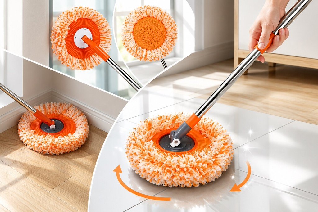 360° rotirajuća i podesiva metla za čišćenje, WheelMop, 45-180 cm    Efikasno