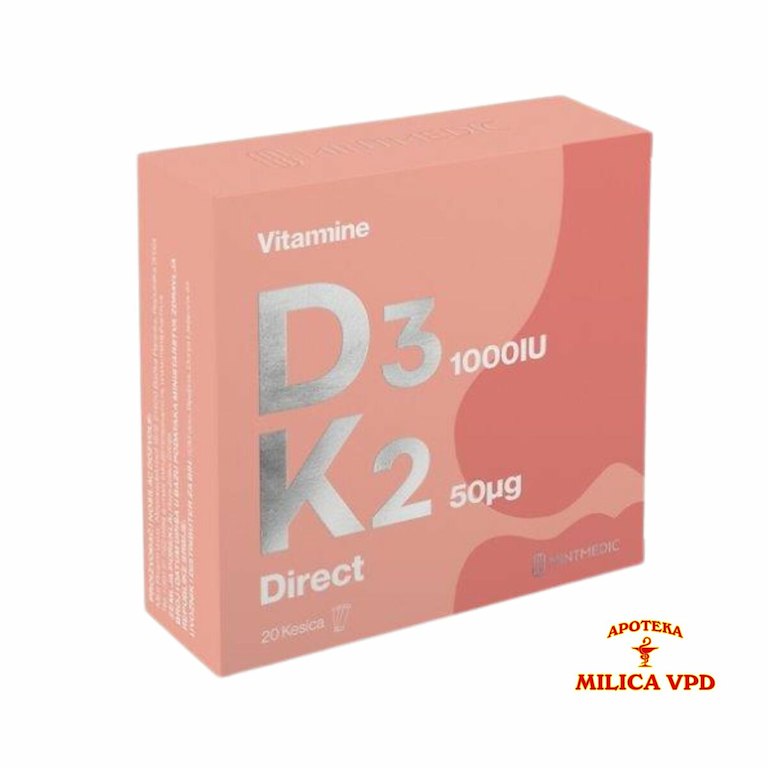 Vitamine D3 1000IU + K2 50mcg 20 direkt kesica