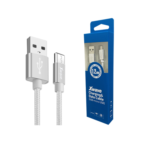 Xwave Kabl USB2.0 na Micro USB 1.2M,2A,aluminium,upleten srebrni