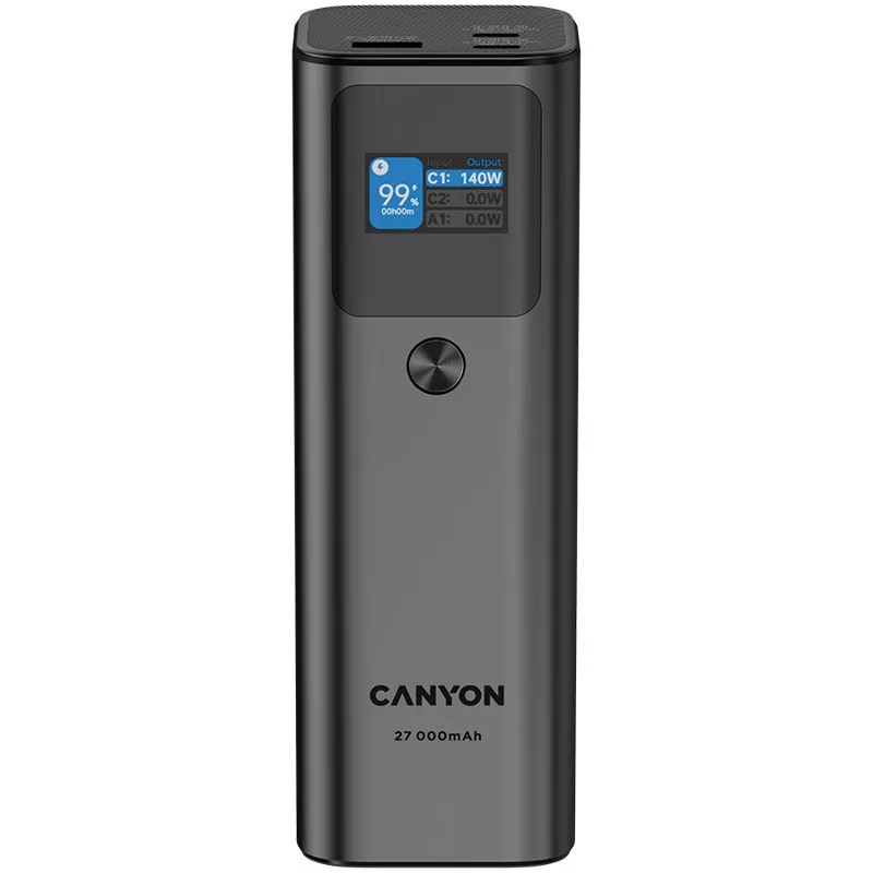 CANYON power bank PB-2010 TFT 27000 mAh 97.2Wh PD140W QC 3.0 Dark