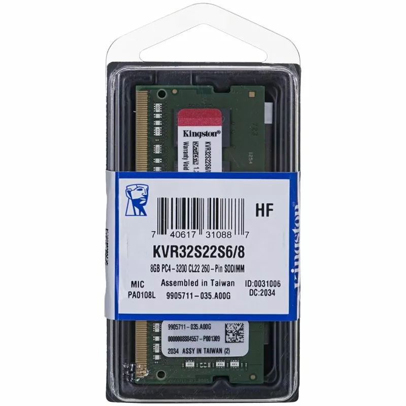 Kingston 8GB 3200MT/s DDR4 Non-ECC CL22 SODIMM 1Rx16, EAN: