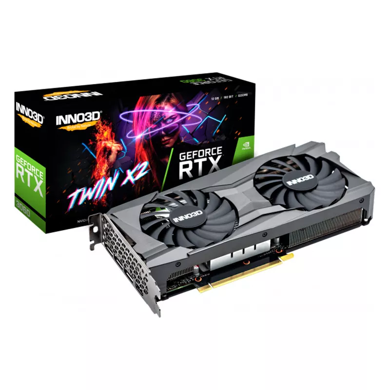 INNO3D NVIDIA Video Card RTX 3060 Twin X2 12GB GDDR6 192 bit, 1777 MHz / 15 Gbps, 3x DP,