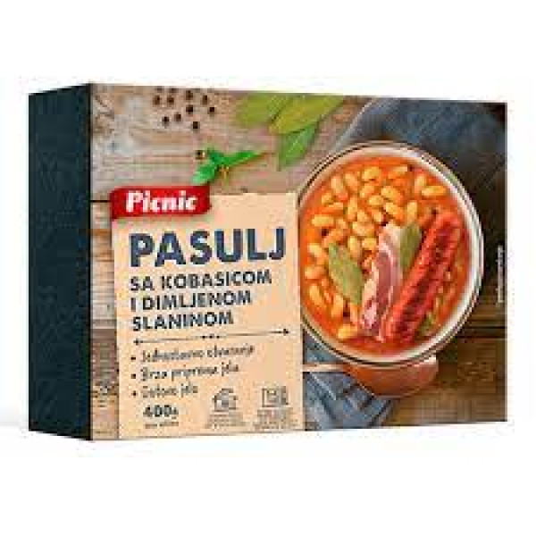 (P)Picnic pasulj sa kobasicom i dimljenom slaninom 400g