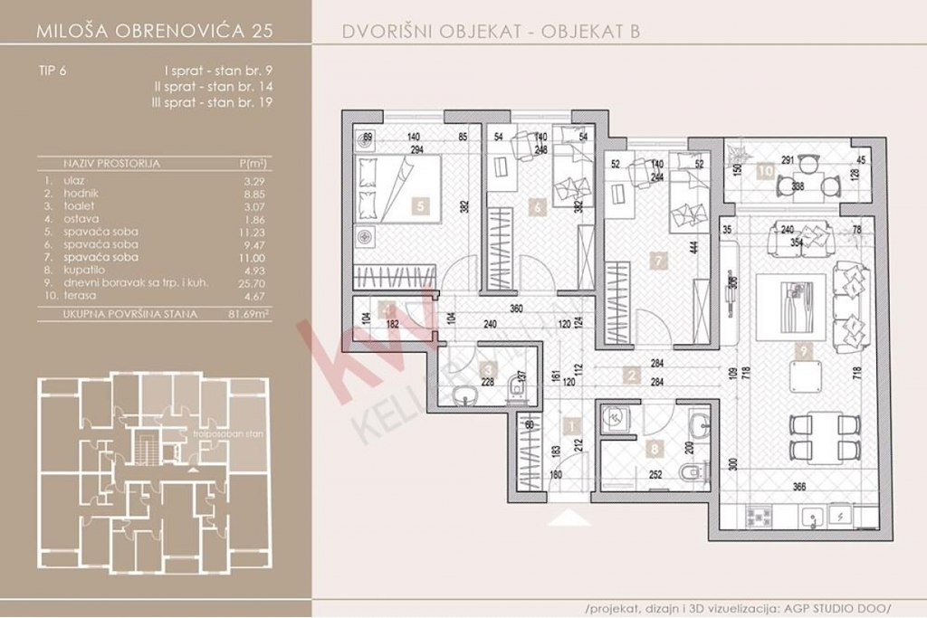 Troiposoban stan u izgradnji površine 81, 69m2 u blizini BIG tržnog centra, Pančevo