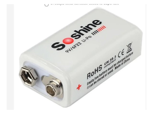 SOSHINE 9V 680mAh Li-Ion Punjiva Baterija Zamena