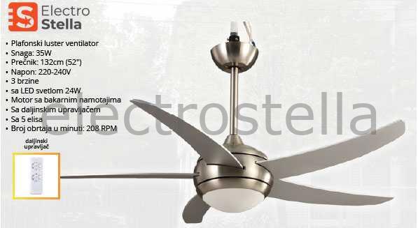 Plafonski ventilator sa LED svetlom 24W