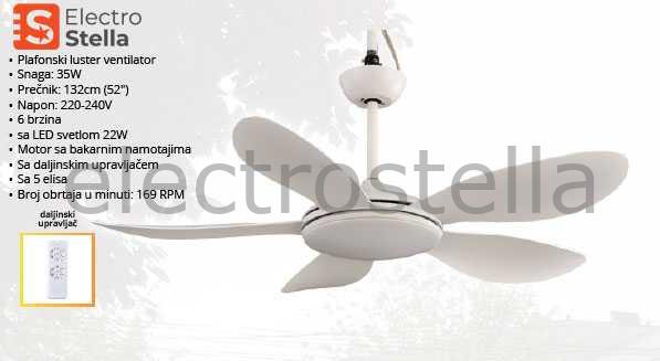 Plafonski ventilator sa LED svetlom 22W