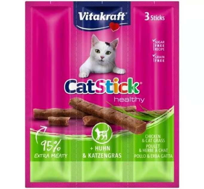 Vitakraft Cat poslastica piletina&macina trava 18gr