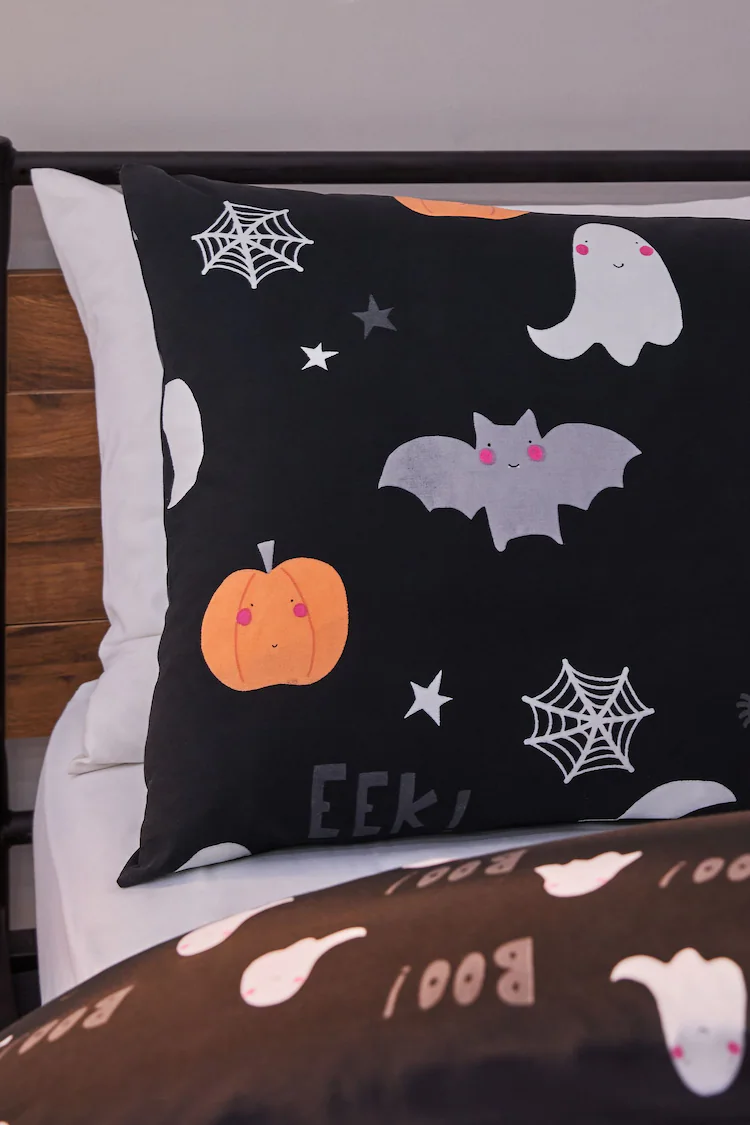 Black Glow In The Dark Halloween Duvet Cover and Pillowcase Set