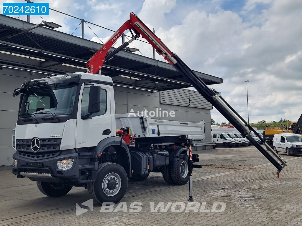 Novi Mercedes-Benz Arocs 1832 4X4 Fassi F120B Kran Crane Meiller 3-Seiten Big-Axle kiper