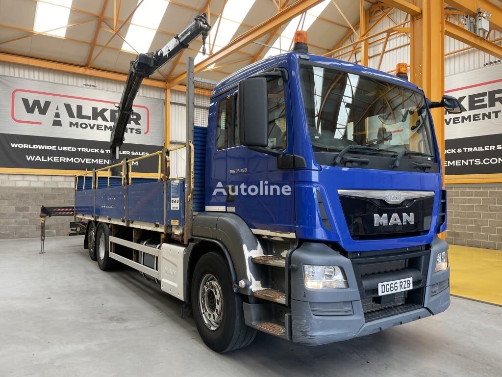 MAN TGS 26.360, *EURO 6* 6X2 26 TONNE DRAWBAR SPEC FLATBED/CRANE – 2 kamion s ravnom platformom