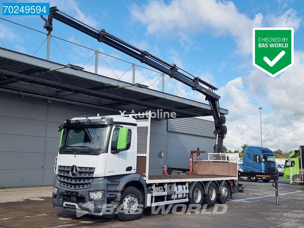 Mercedes-Benz Arocs 3240 8X4 Lift-Lenkachse Hiab 166 E-5 Hipro Remote kamion s ravnom platformom