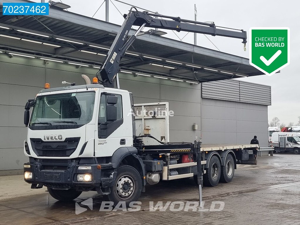 IVECO Trakker 360 6X4 Full Steel Crane Hiab 144 B-2 HIDUO Remote EEV kamion s ravnom platformom