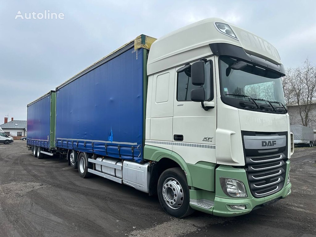 DAF XF 460 kamion sa klizna zavesa cerada + prikolica sa kliznom ceradom