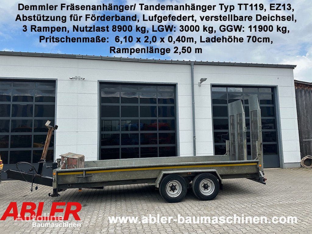 Demmler TT 119 Fräsenanhänger Tandem Tieflader mit Rampen prikolica za građevinske strojeve