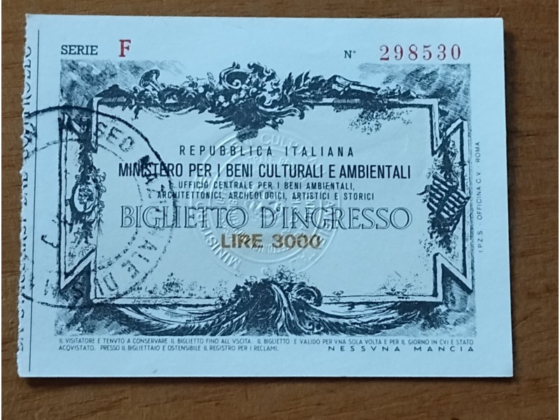 Ulaznica - 3000 Lira - Italija - ODLIČNA