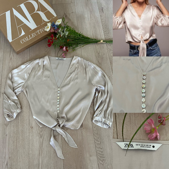 Zara sedefasta satenska bluza M ✨