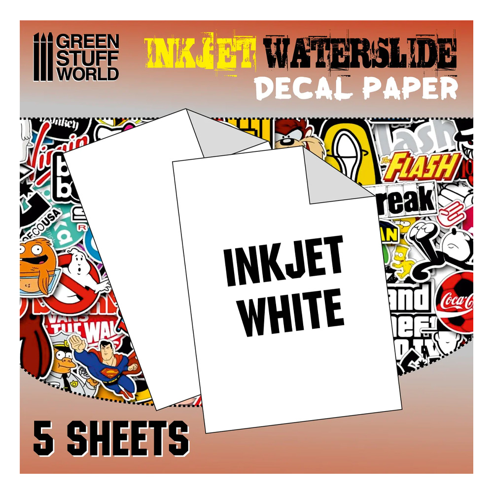 INKJET Waterslide Decal A4-WHITE (packx5)