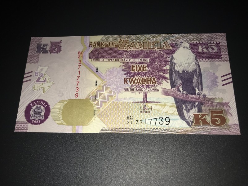 ZAMBIA 5 KWACHA.UNC.2021.