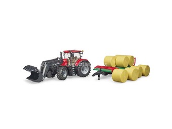 Traktor Case IH Optum 300CVX sa utovarivačem i prikolicom sa balama 031985