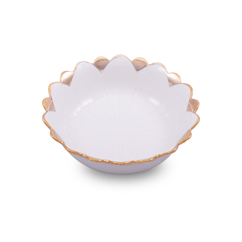 PORCELANSKA ČINIJICA
D-489 PORCELANSKA ČINIJICA BELO ZLATNA U OBLIKU CVETA 20 CM
Šifra proizvoda: 0110938