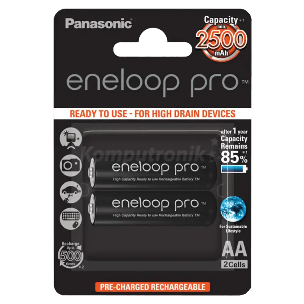 Punjiva baterija AA Panasonic eneloop pro BK-3HCDE/2BE/pak 2 kom