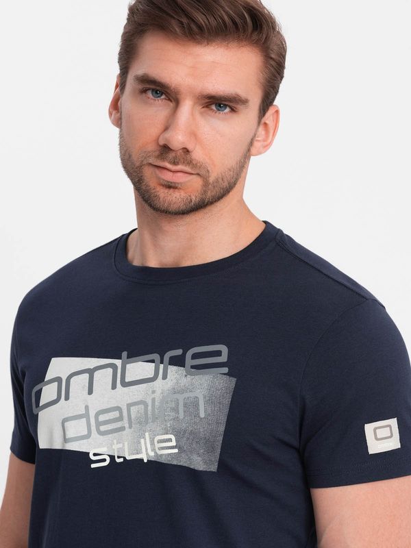 OMBRE MEN'S LOGO COTTON T-SHIRT - NAVY BLUE