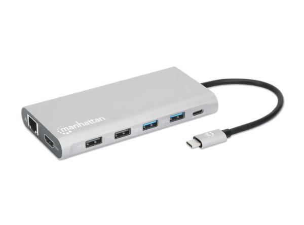 Docking station Manhattan 130660 12in1 USB-C - 3xHDMI/4xUSB/LAN/CR/PD 100W