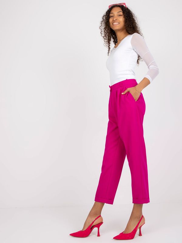 Ženske pantalone Fashionhunters Fuchsia