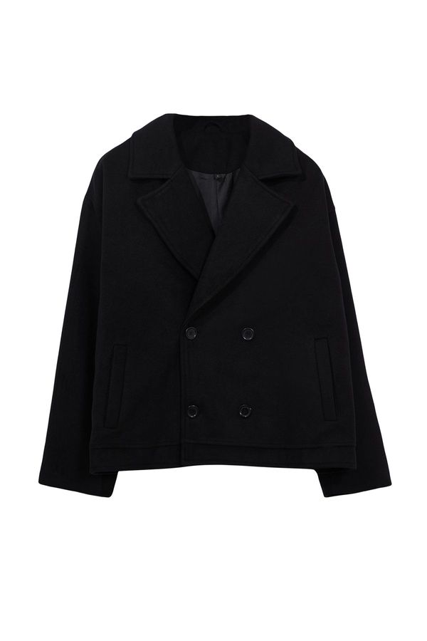 TRENDYOL BLACK REGULAR FIT SHORT DOUBLE BREASTED WINTER STASH COAT