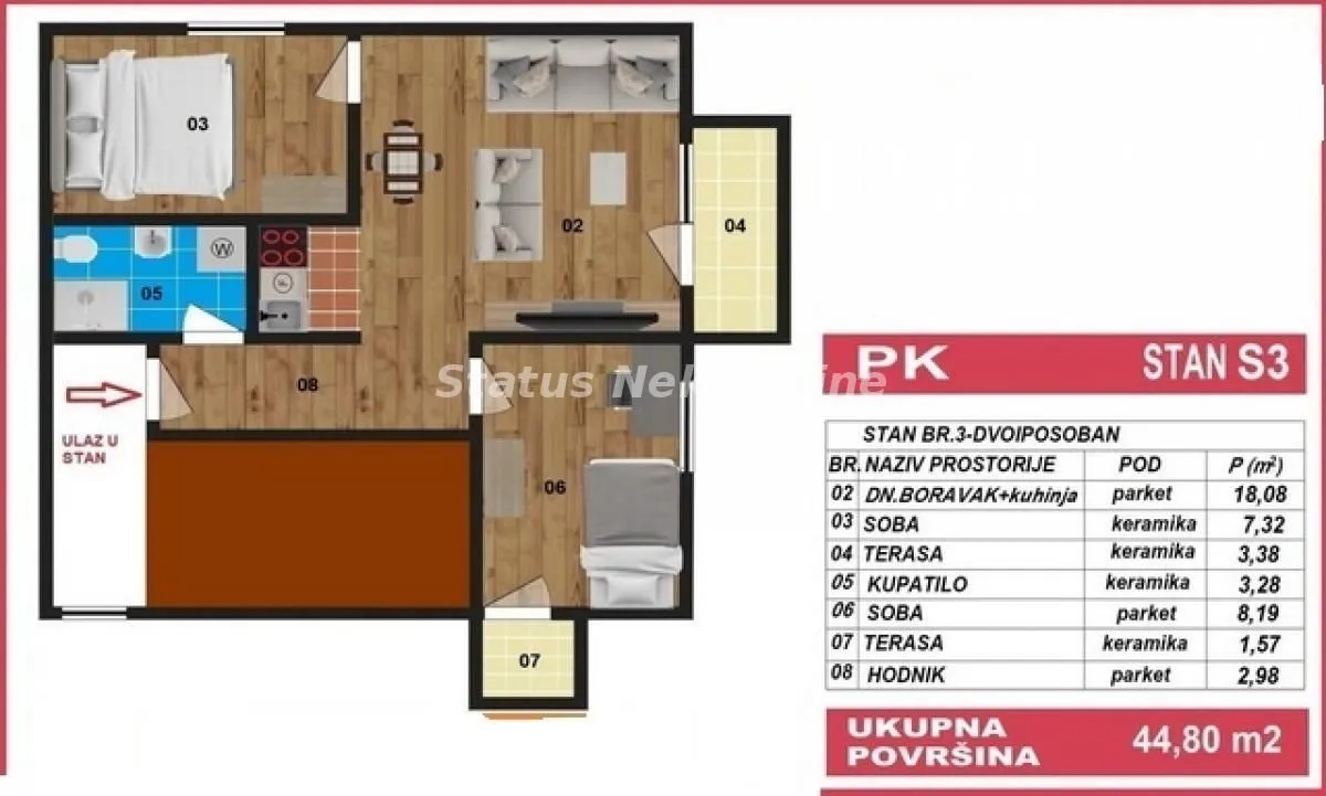 Prodaja, trosoban stan, 45m2, Novi Sad