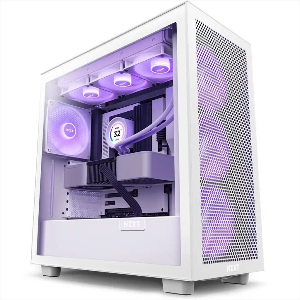 NZXT H7 Flow RGB Kućište ATX Mid-Tower, 3xF140 A-RGB јezgra ventilatora, Belo