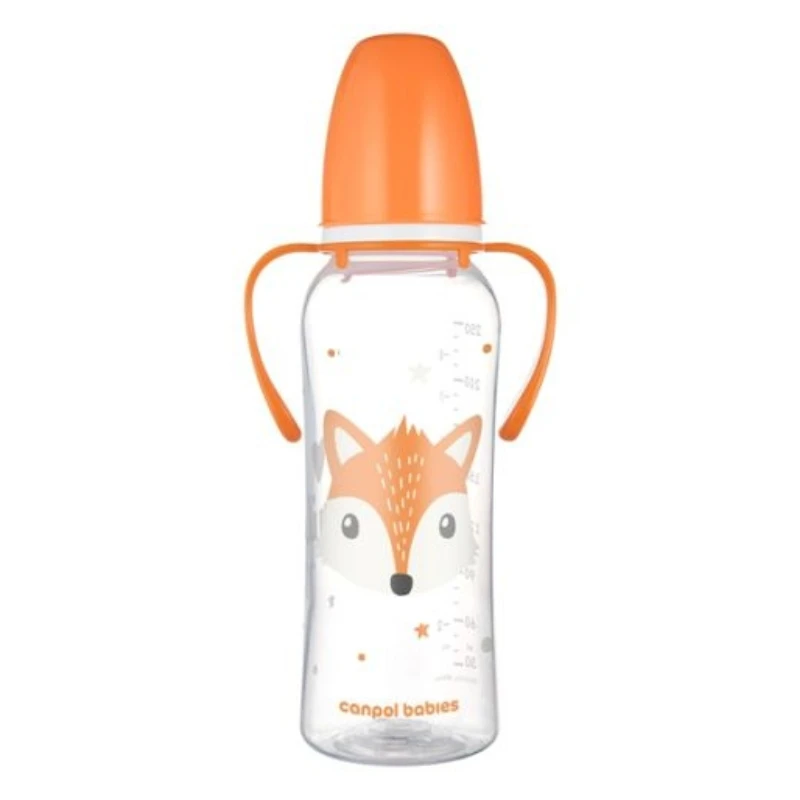 Canpol Babies flašica sa ručkama za bebe Animals 250ml, Orange