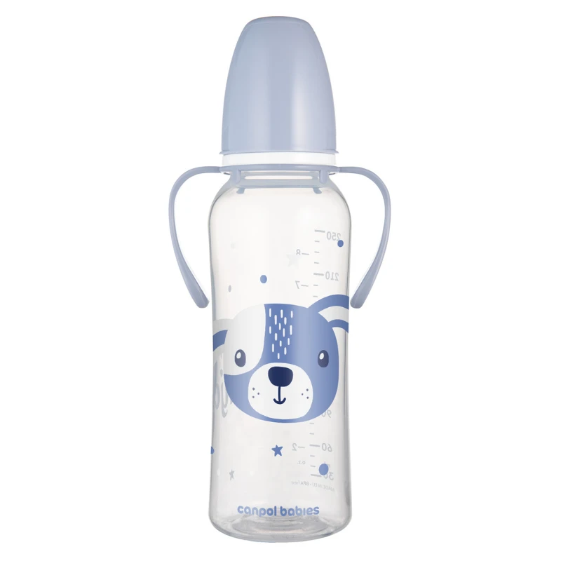 Canpol Babies flašica sa ručkama za bebe Cute Animals 250ml, Blue