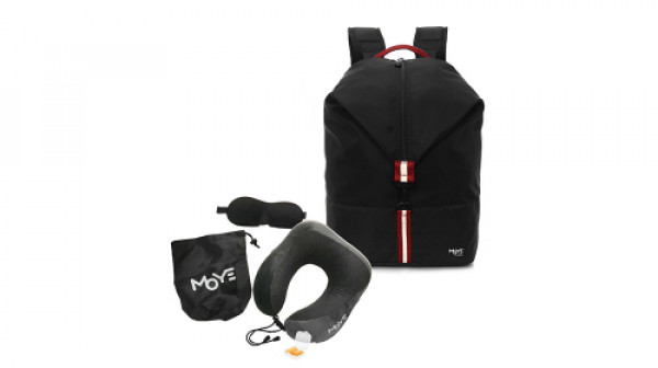 Moye Trailblazer 13.3'' Backpack Black O7 + Neck Pillow Grey