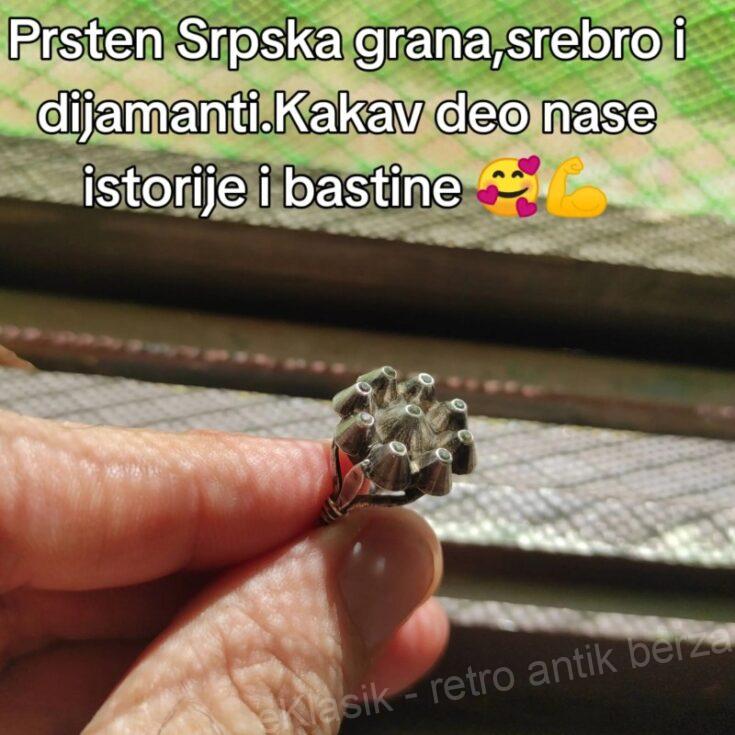 Srpska grana, srebro i dijamanti.