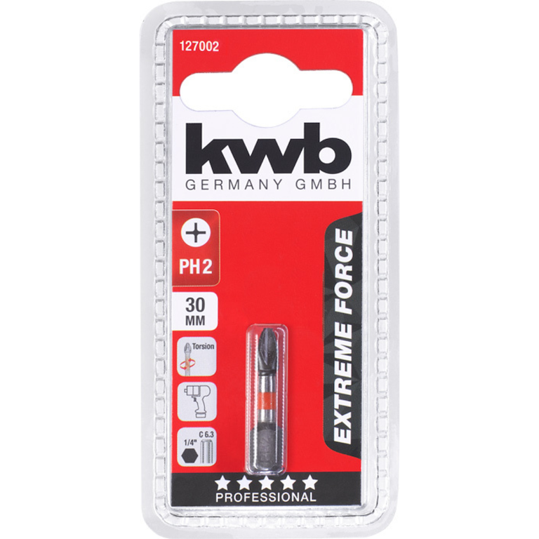 KWB – PH2 bit 30mm, Impaktor ExtremePRO, 1/4″; C 6.3 prihvat – TQ 60 – 49127002
